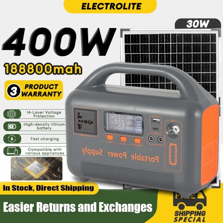 Power Station 400W/220V Multi-Function Solar Generator Portable 199 ...