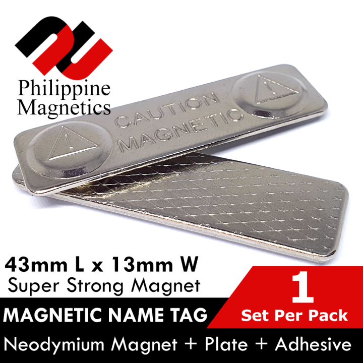 43mm L x 13mm W Magnetic Name Plate Badge Rectangular Magnetic ID tag ...