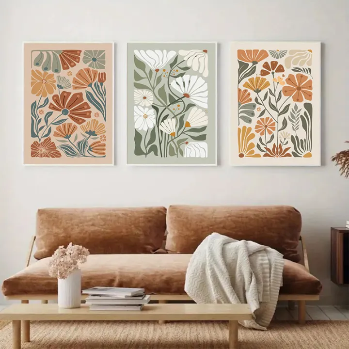 Abstract Colorful Floral Design Canvas Art Painting Simple Wall ...