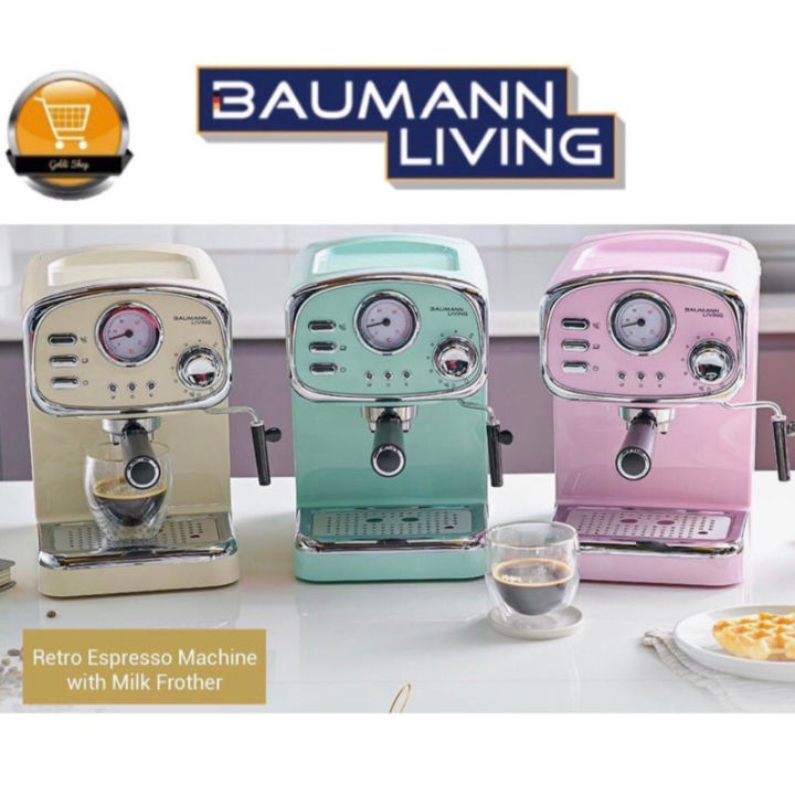 BAUMANN Retro Espresso Machine with Milk Frother | Lazada PH