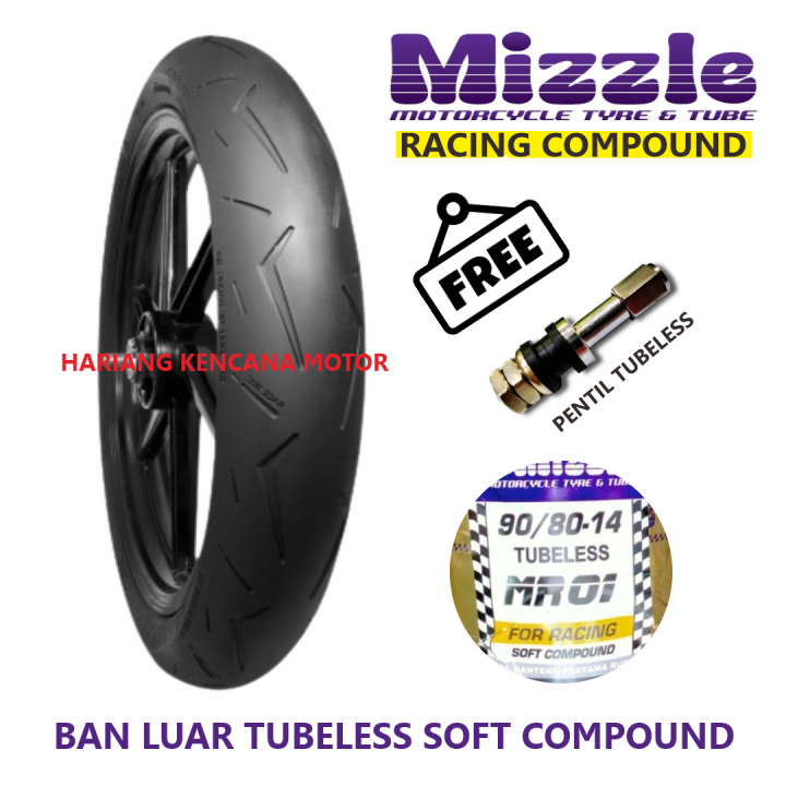 Ban Racing Mizzle MR01 90/80-14 Tubeless Soft Compound Motor Scooter ...