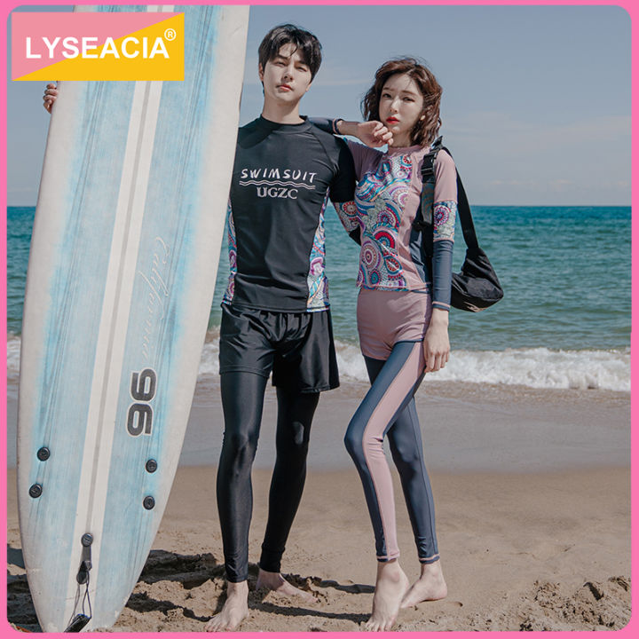 LYSEACIA UPF50 + คนรักชุดว่ายน้ำสตรีผู้หญิงผู้ชายดำน้ำดูปะการังชุดป้องกันผื่นชุดว่ายน้ำคู่เบาะ ...