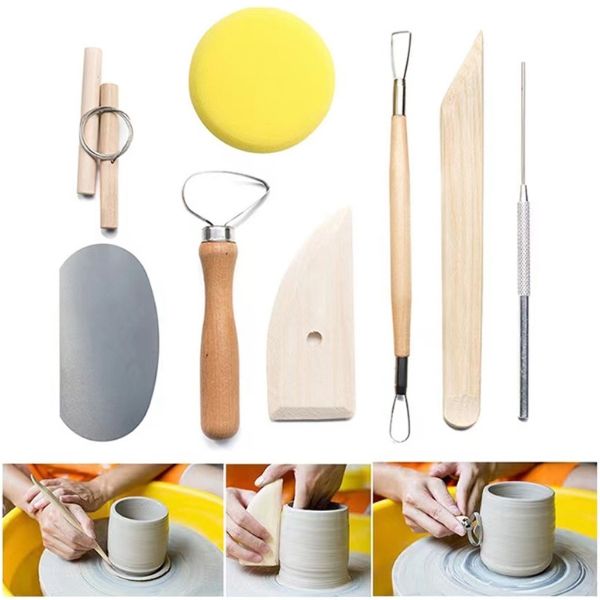 8-piece pottery tool set for beginners to DIY create sculpted ...