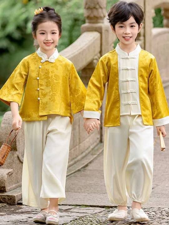 Cheongsam Couple Anak Cowok Cewek Imlek CNY Gold Hanfu Impor | Lazada ...
