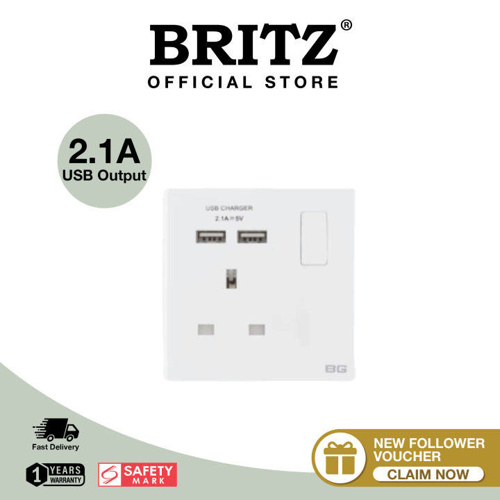 British General 1 Gang Moulded Neo Slimline 13A Switched Double Socket ...