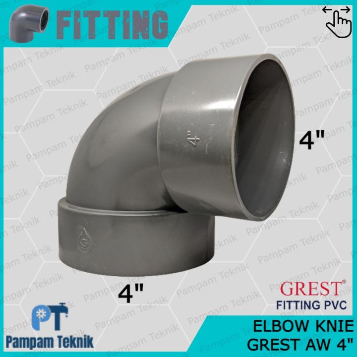 Keni L Knie Elbow Knee 4" inch AW GREST - FITTING PIPA PVC 4 inci ...