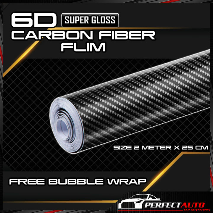 2 METER X 25CM 6D Carbon Fiber Vinyl Sticker Bubble Free Super Gloss ...
