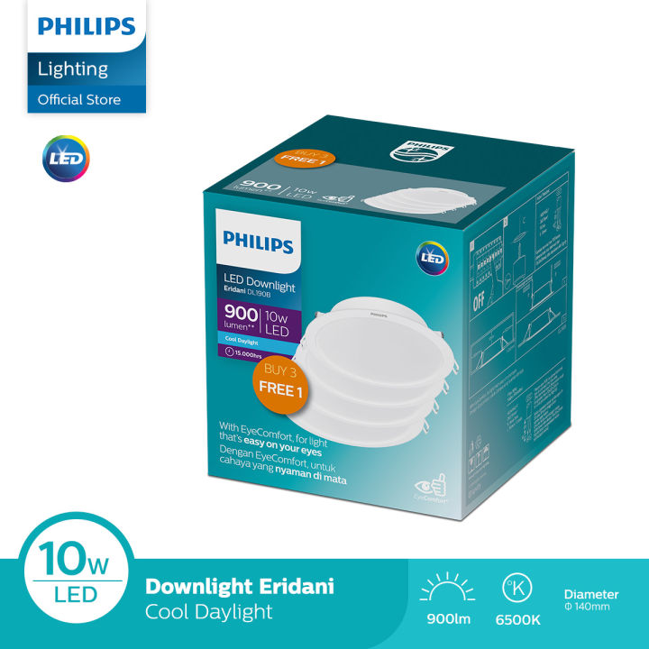 Philips Lampu Panel Downlight Eridani DL190B LED8 D125 10W 865 WH ...