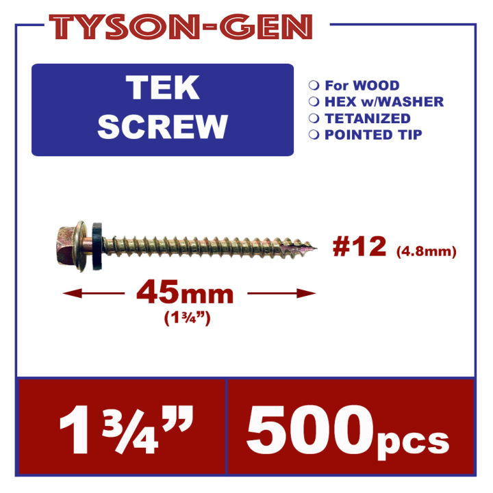 500pcs Tekscrew for Wood 12 x 25mm to 65mm (1" to 2 1/2") - Pointed tip ...