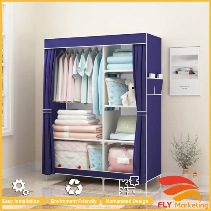 Wardrobe Almari Baju Rak Baju Clothes Organization Storage Rack Cabinet ...