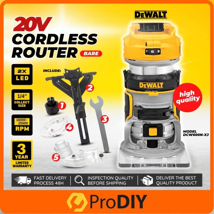 DEWALT DCW600N -XJ 20V Cordless Router ( 1/4" ) ( 8mm ) Brushless Motor ...