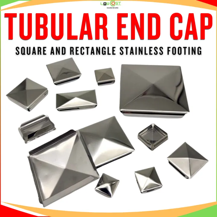 End Cap Tube Cover Square Tubular stainless steel closure cap, round ...