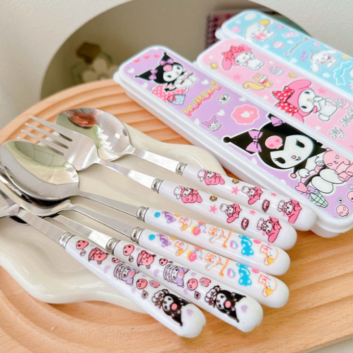 Sanrio Cartoon Stainless Steel Cutlery Set Spoon Fork Chopsticks ...