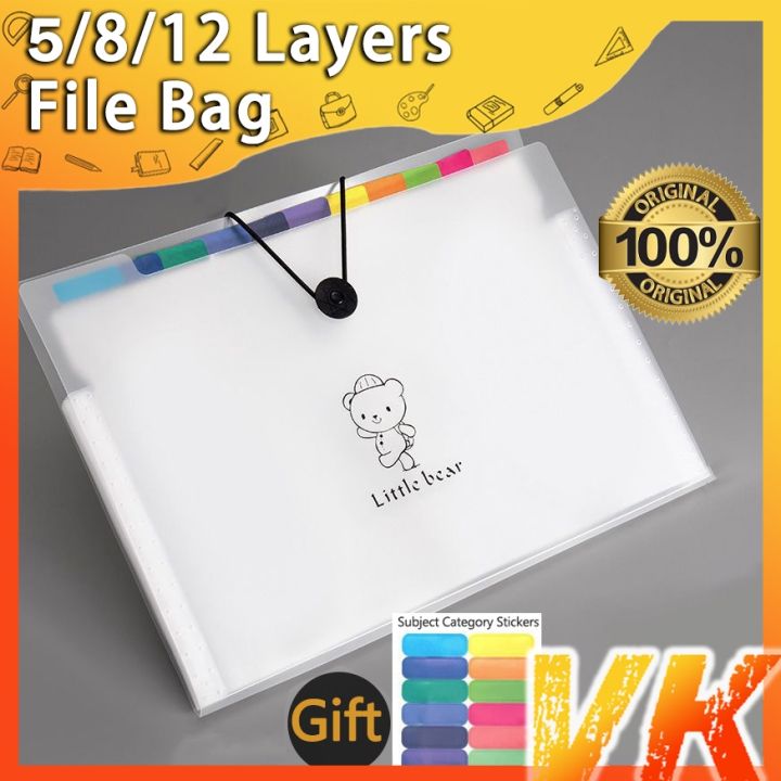 VK A4 Expandable Organizer File Attache Case Multi layer Expansion Portfolio School Supplies ...
