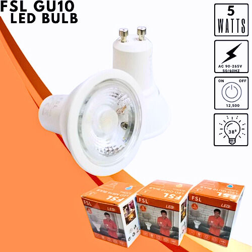 FSL LED MR16 370lm, GU10 400lm , GU10 420lm 5 Watts 6500K Daylight and 3000K Warm White High ...