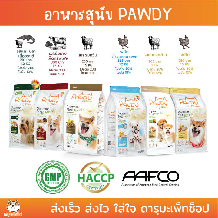*ไม่มีข้าวโพด ไม่มี By product* อาหารสุนัขพอดี้ PAWDY | Lazada.co.th