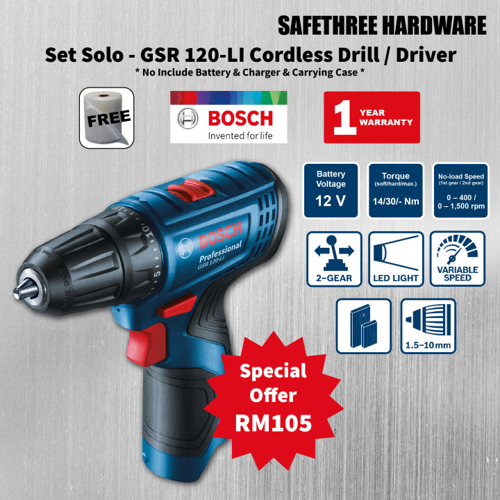 Bosch GSR120-LI Gen 2 Cordless Drill/Screwdriver Solo or GBA 12V 2.0AH ...