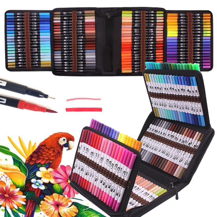 Dual Tip Brush Pen Set 60//72/100/120 Colors Dual Brush Pen Sketch ...