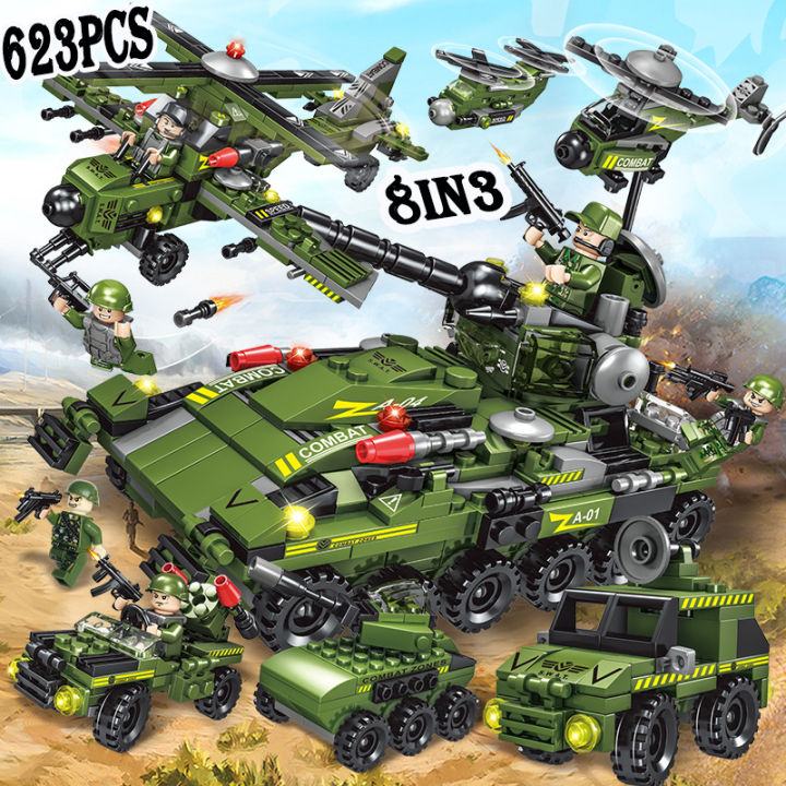 8 in 3 Tank Building Blocks Compatible legoing with Small particles ...