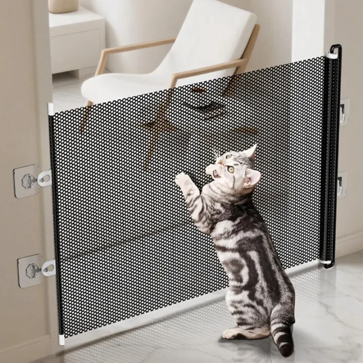 Indoor Mesh Fence Stair Retractable Pet Safety Gate Baby Barrier ...