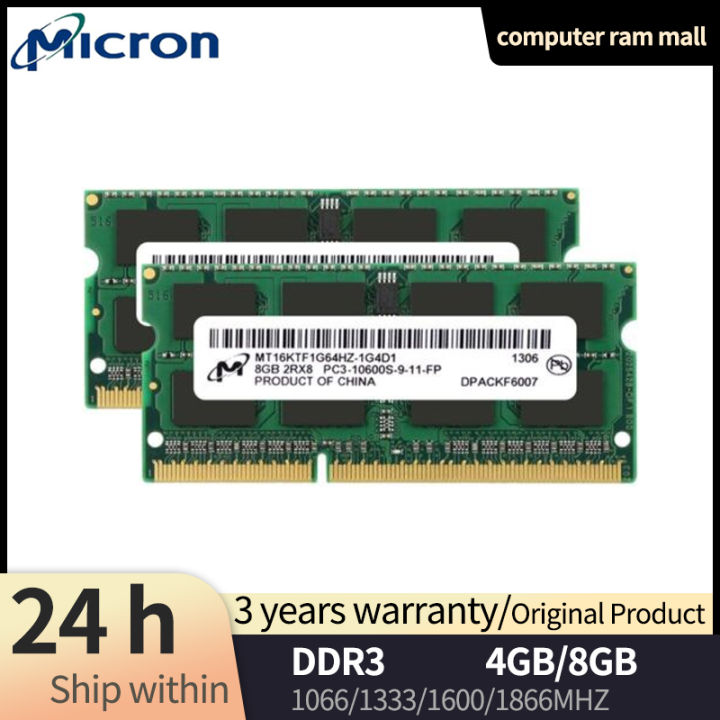 Micron Laptop Ram DDR3 DDR2 4GB 8GB 16GB 1066/1333/1600/1866MHz Memory For Notebook PC3-8500 ...