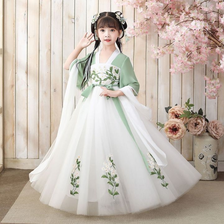 Children hanfu Chinese girls costume super fairy princess skirt outfit ...