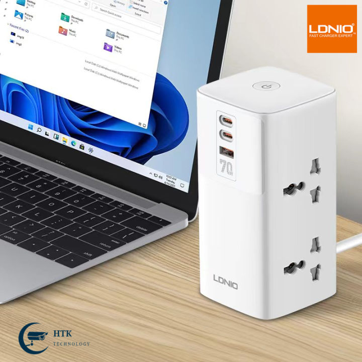 LDNIO SC4383 2500W รางปลั๊กไฟ เดสก์ท็อป พร้อมทื่ชาร์จมือถือ แท็บเหล็ก ...