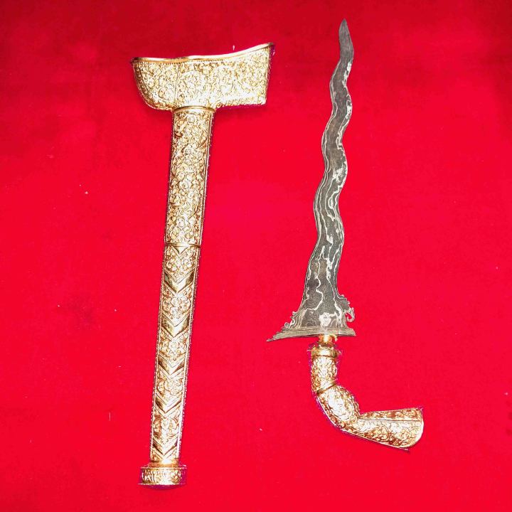 Keris Bugis Sempono Luk 9 Warangka Khas Melayu Bahan Kuningan Sepuhan ...