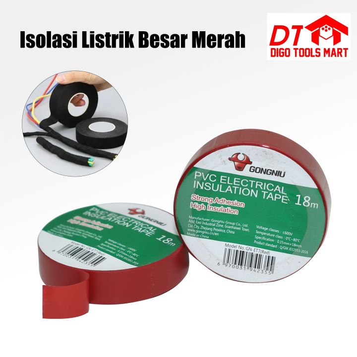 Isolasi Listrik Besar Merah Electrical Tape PVC 18 Meter | Lazada Indonesia