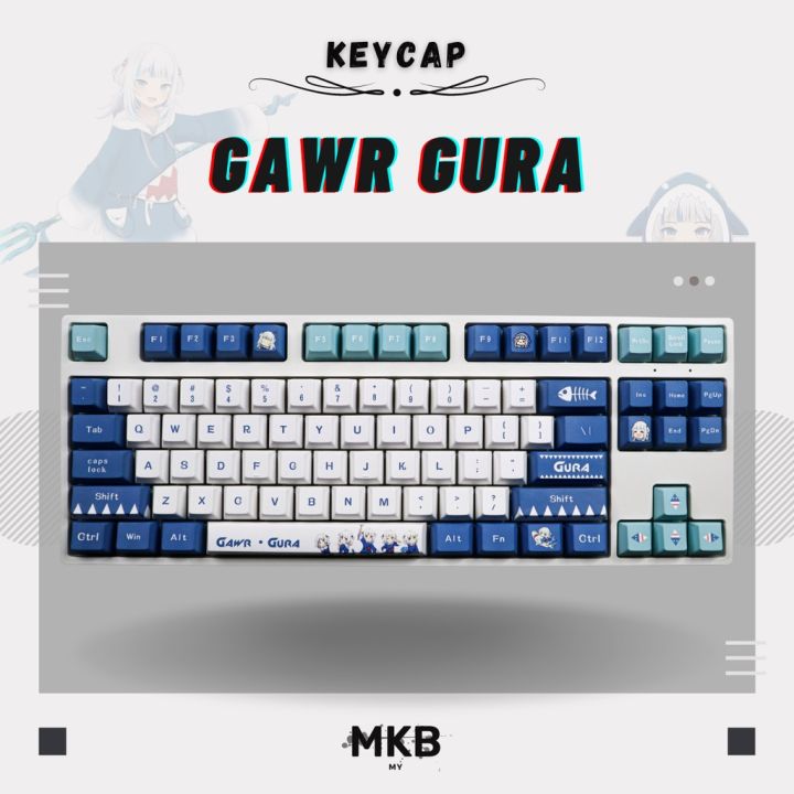 [READY STOCK] Hololive Gawr Gura Anime Vtuber PBT Cherry Profile Keycap ...