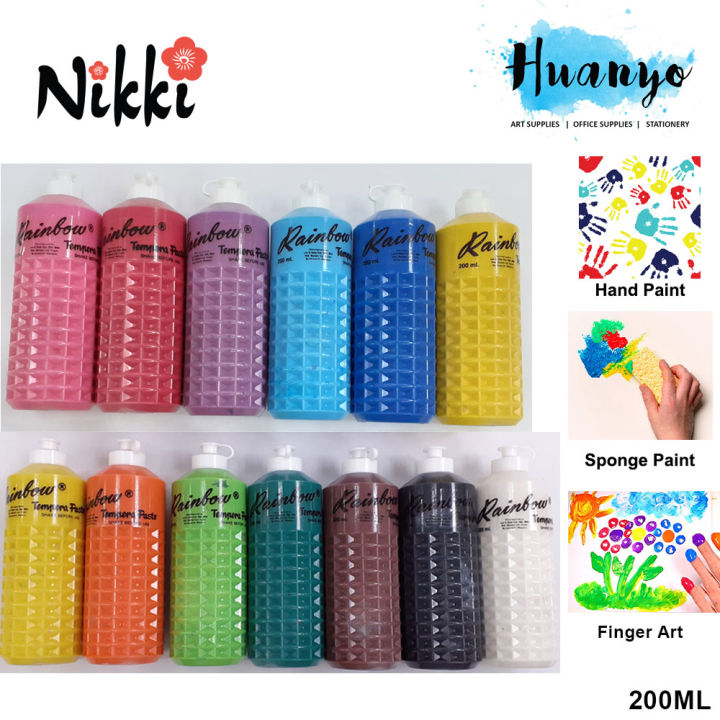 Nikki Rainbow Non Toxic Tempera Paste Colour Paint (200ML, Per Bottle ...