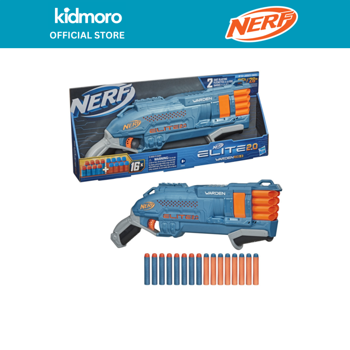 Nerf Guns Toy Elite 2.0 Warden DB-8 Blaster, 16 Official Nerf Darts ...