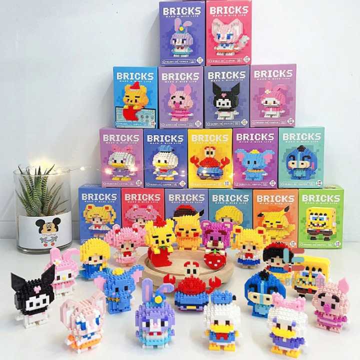 DIY Susun Blok Bangunan Mini Kartun Bricks DIY Mainan Balok Nano Block Model Kartun Brick Toys ...