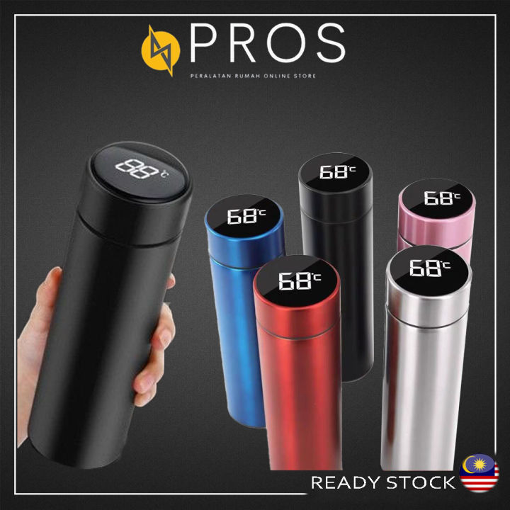 PROS Smart Color-changing LED Display Temperature Thermos Cup Piala ...
