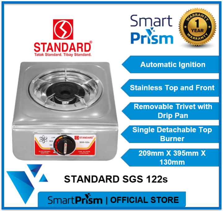Standard LPG Stove | SGS 122S Stainless single gas burner Smart Prism ...