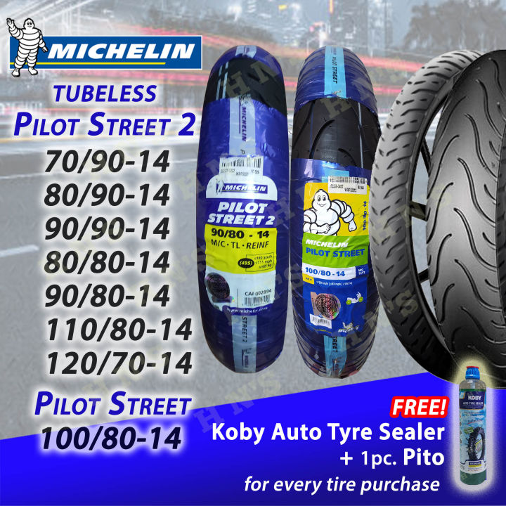 MICHELIN Pilot Street 2 Tubeless RIM 14 Tires ( 70/90-14 , 80/80-14 ...