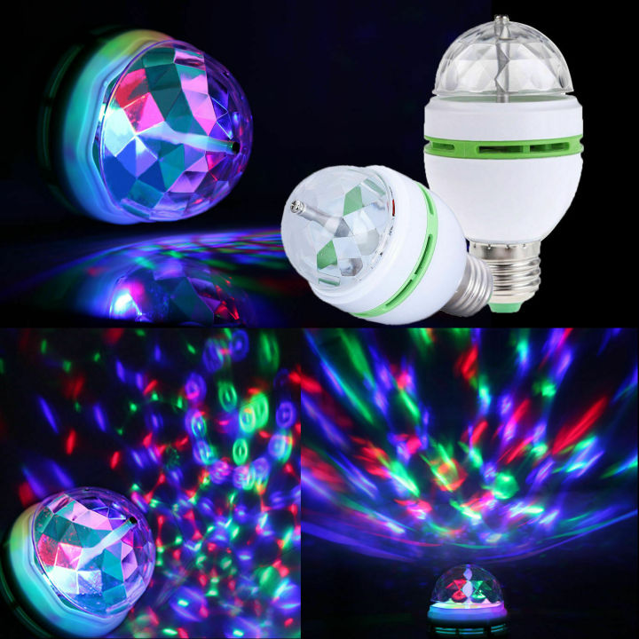 Ranpo Full Color 3W E27 LED Crystal Stage Light Rotating DJ Party Light ...