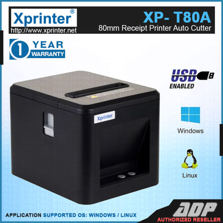 XPRINTER XP-T80A 80mm Thermal Head Receipt Printer with Auto-cutter, POS Thermal Head Printer ...