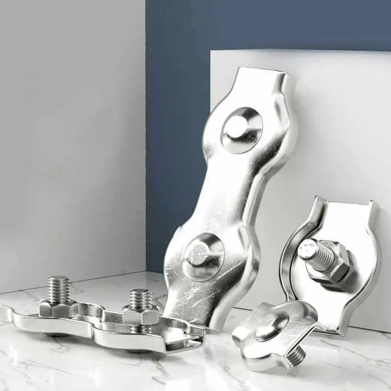 10Pcs M2/M3/M4 Stainless Steel Wire Clips Double Grips Steel Rope Clamp ...