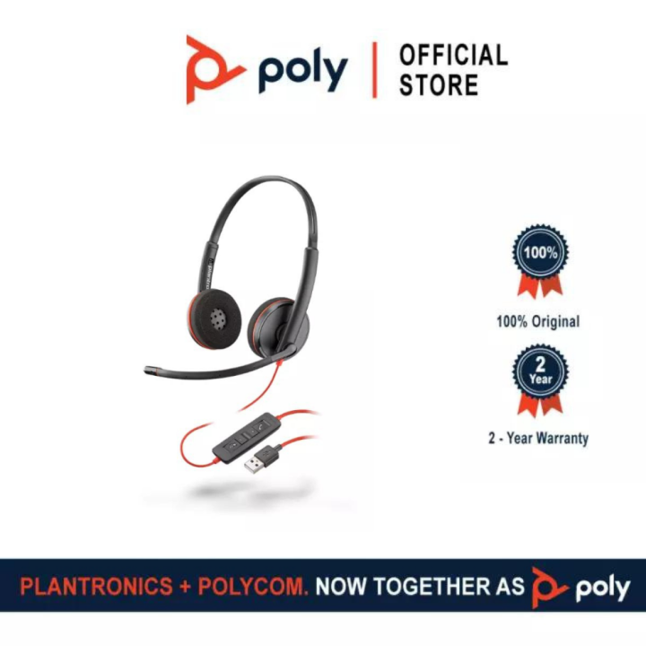 Poly Blackwire 3320 Office Headset with Mic & Noise Cancelling ...
