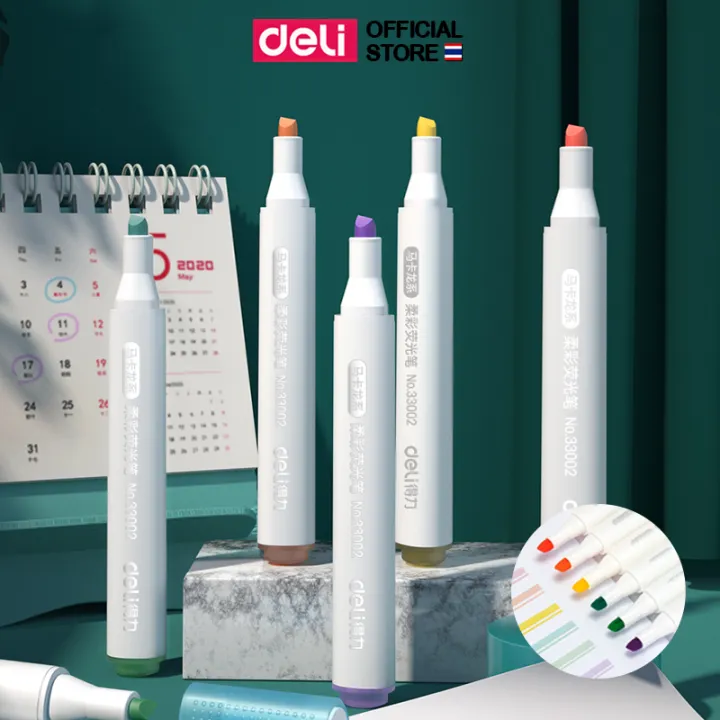 ปากกาเน้นข้อความ deli ไฮไลท์สีพาสเทล ปากกาไฮไลท์ สีพาสเทล ไฮไลท์ สีสัน ...