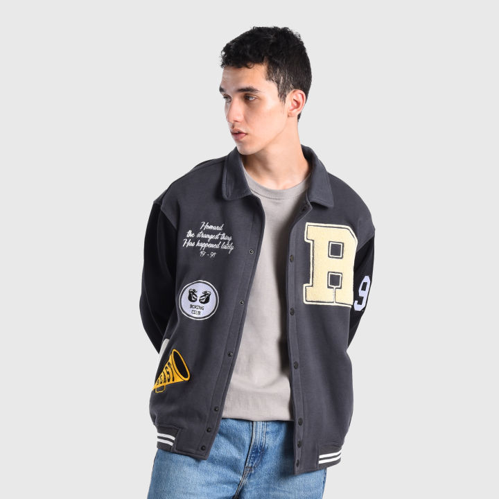 Roughneck Dark Grey Beast Varsity Jacket Dark Grey VB009 | Lazada