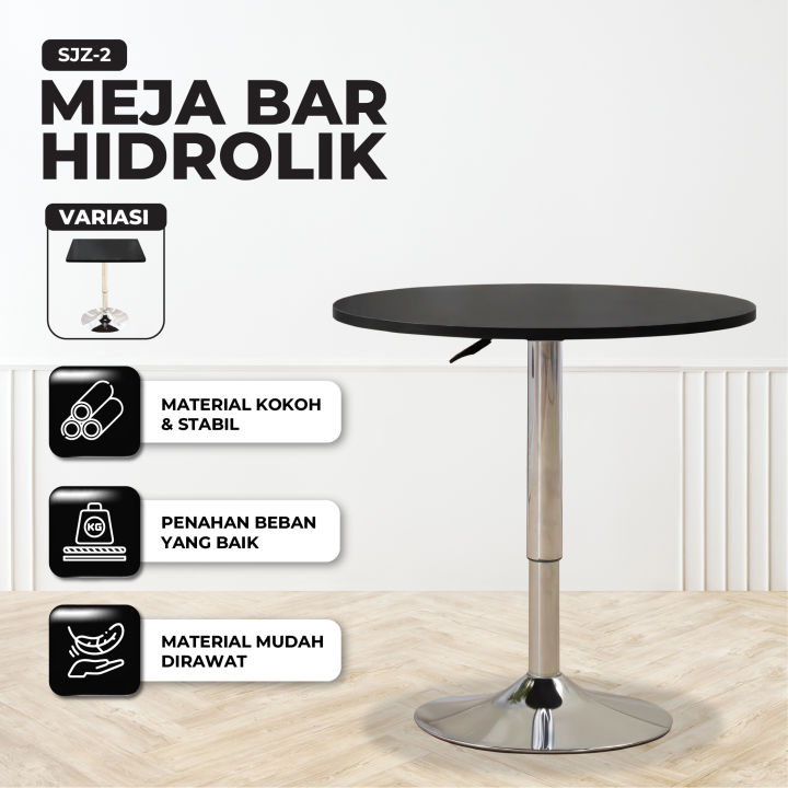 Meja Bar Hidrolik Meja Cafe Minimalis Bahan Besi Chrome Meja MDF Kuat ...