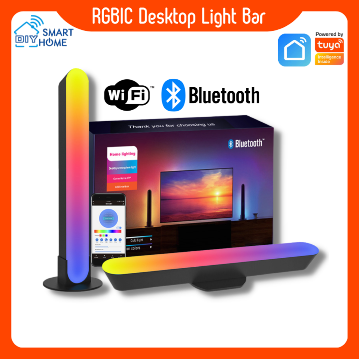 Tuya LED RGBIC Desktop Light Bar Ambiance Bluetooth Wifi TV Backlight ...