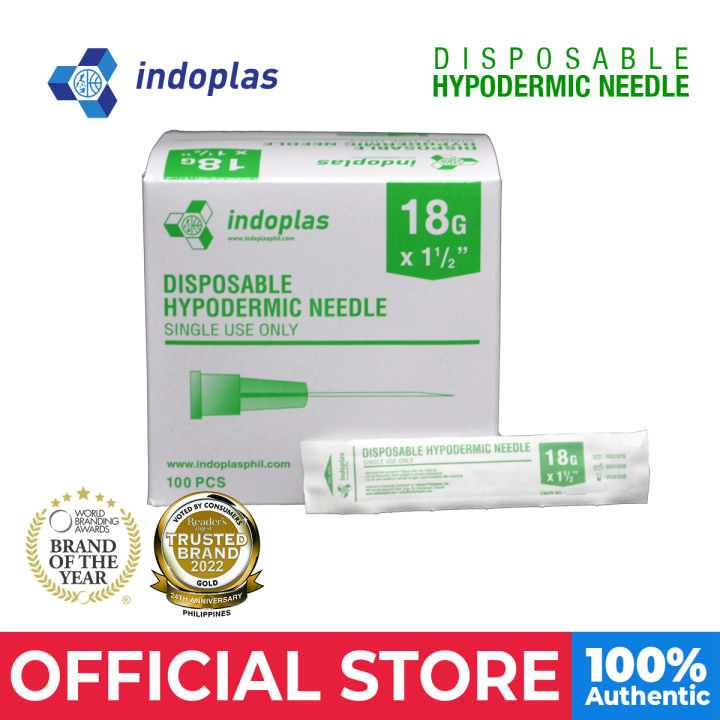 Indoplas Disposable Hypodermic Needle 18G x 1 1/2" Box of 100 | Lazada PH