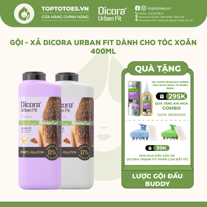 Dầu Gội Xả Dicora Urban Fit chiết xuất tinh dầu Jojoba dành cho tóc xoăn - 400ml [NHẬP KHẨU ...