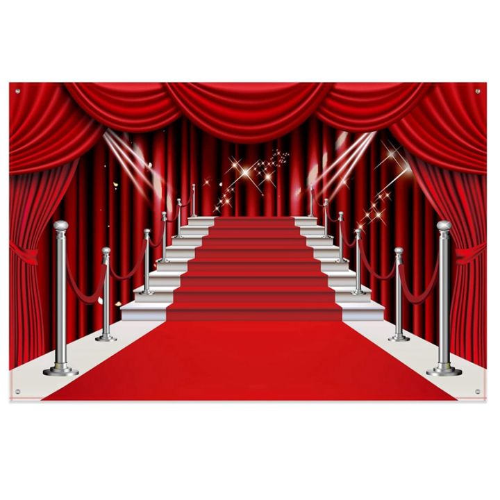 Red Curtain Backdrop Banner, Red Carpet Fabric Photography Backdrop ...