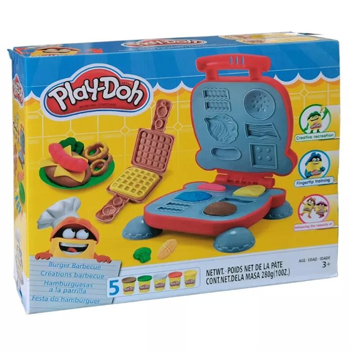 Magic Dough Play-Doh Burger Waffle Maker and Burger Barbecue Modeling ...