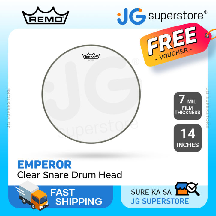 Remo Emperor 14" / 16" Clear Drum Head with 2-Ply 7 Mylar Clear Film with Attack, Projection and ...