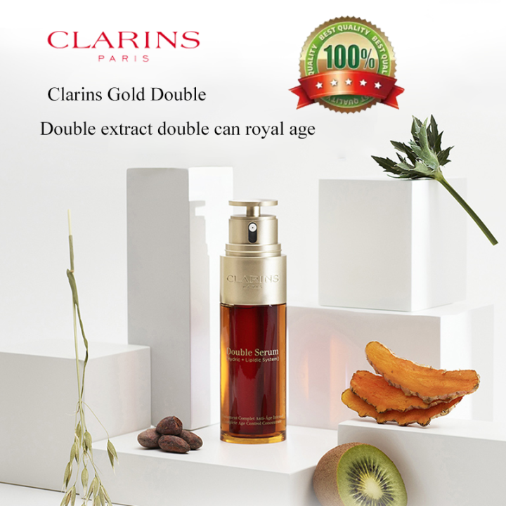 Clarins Gold Double Essence 50ml Facial Anti-aging Stay Up Late Care ...